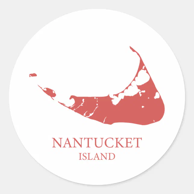 Nantucket Island Map nantucket red Classic Round Sticker | Zazzle