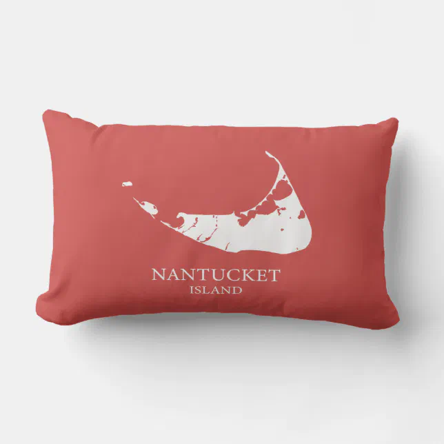 Nantucket Island Map nantucket red Lumbar Pillow | Zazzle