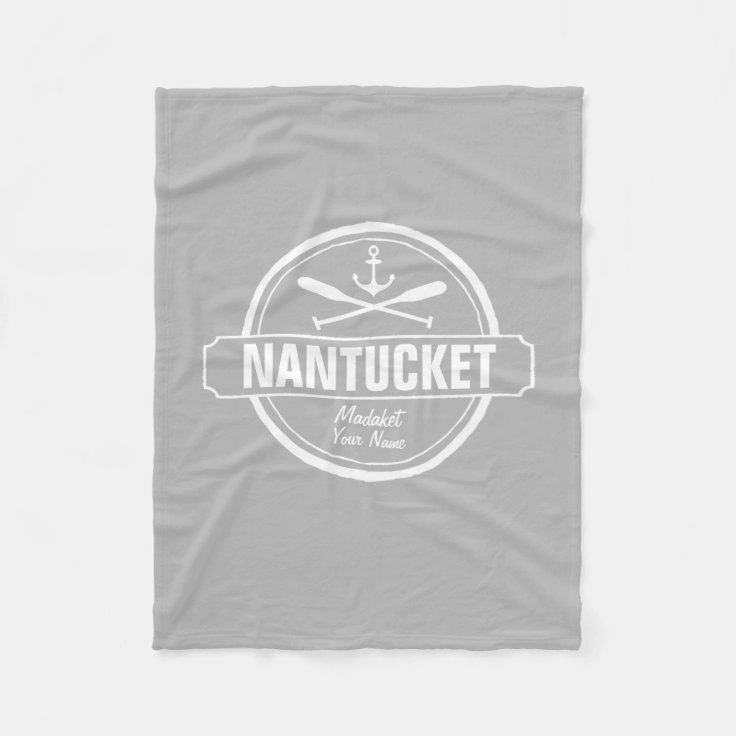 Nantucket, MA personalized name, nautical anchor Fleece Blanket | Zazzle