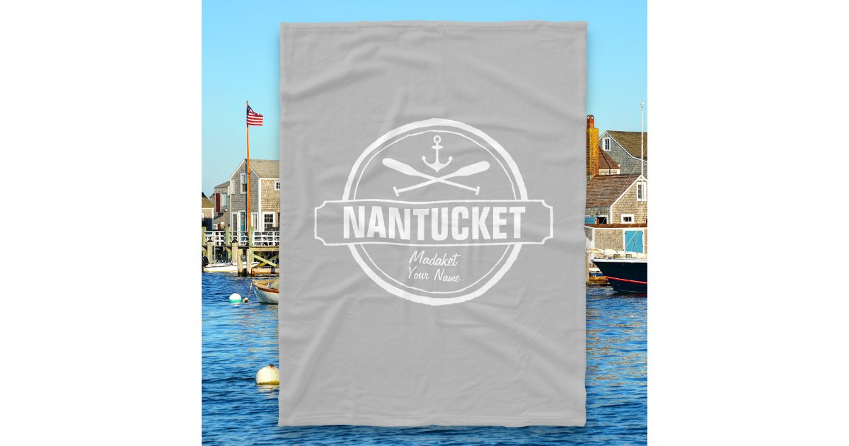 Nantucket, MA personalized name, nautical anchor Fleece Blanket | Zazzle