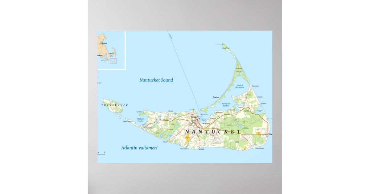 Nantucket Map Poster | Zazzle