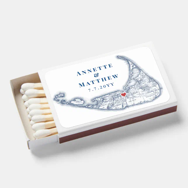 Nantucket Navy Blue Elegant Wedding Matchboxes | Zazzle