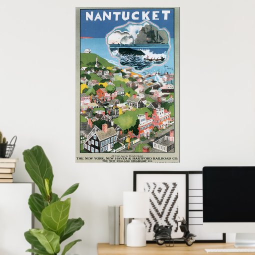 Nantucket Vintage Travel Poster Artwork | Zazzle