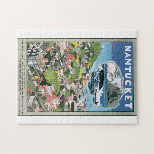 Nantucket Vintage Travel Poster Artwork Jigsaw Puzzle Zazzle