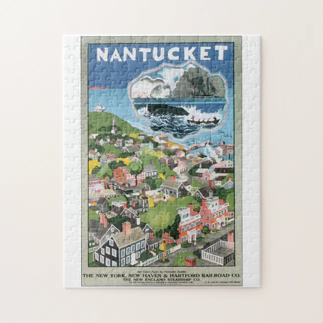 Nantucket Vintage Travel Poster Artwork Jigsaw Puzzle Zazzle