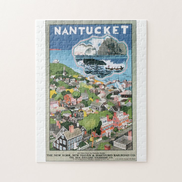 Nantucket Vintage Travel Poster Artwork Jigsaw Puzzle | Zazzle