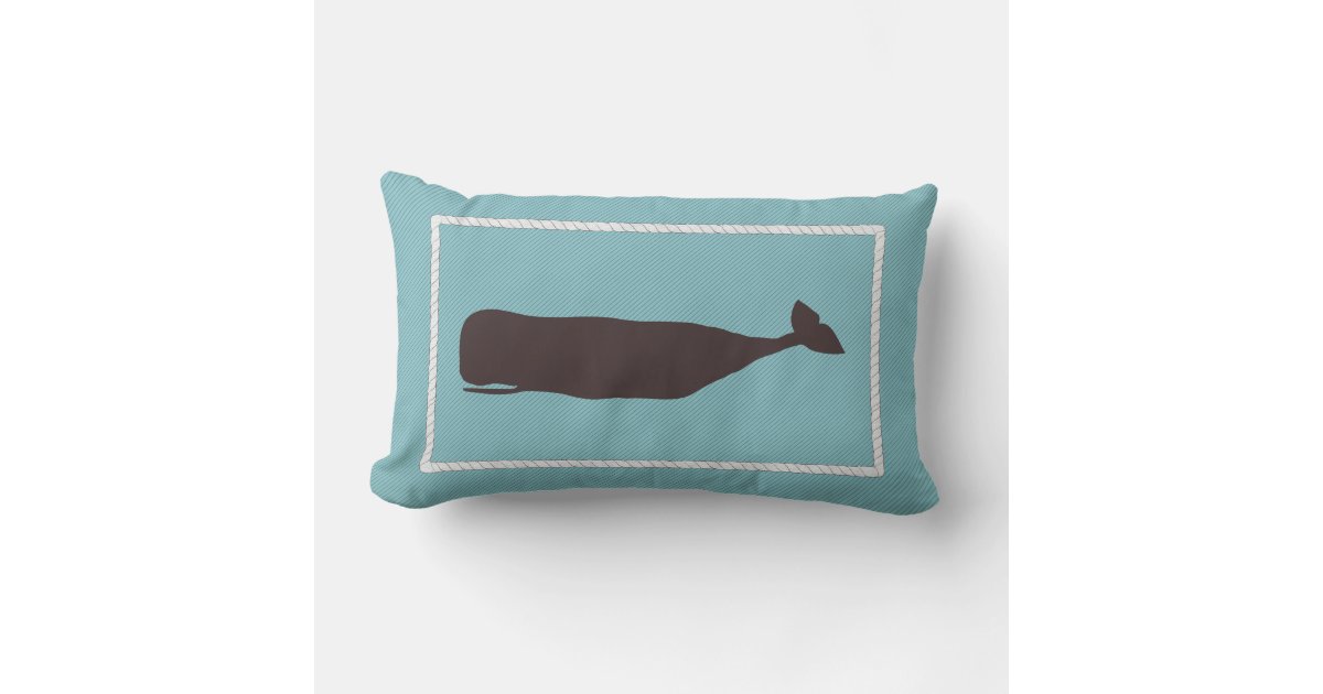 Nantucket Whale Nautical Pillow in Ocean Aqua Blue | Zazzle