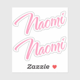 Naomi Decorative Name in Pink x2 Sticker | Zazzle