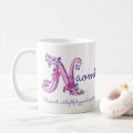 Naomi name meaning heart flower N monogram mug | Zazzle