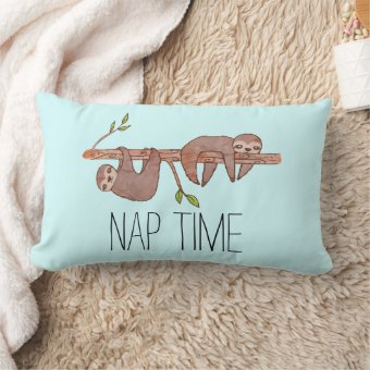 Nap Time Sleepy Lazy Sloth Drawing Pillow | Zazzle