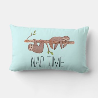 Nap Time Sleepy Lazy Sloth Drawing Pillow | Zazzle