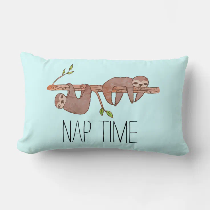 Nap Time Sleepy Lazy Sloth Drawing Pillow | Zazzle