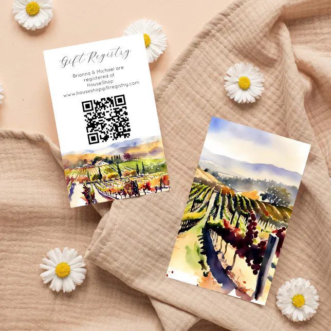 Napa Valley vineyard qr gift registry Enclosure Card | Zazzle