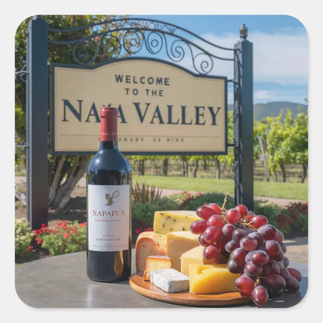Napa Valley Wine Bottle Welcome Sign Square Sticker | Zazzle