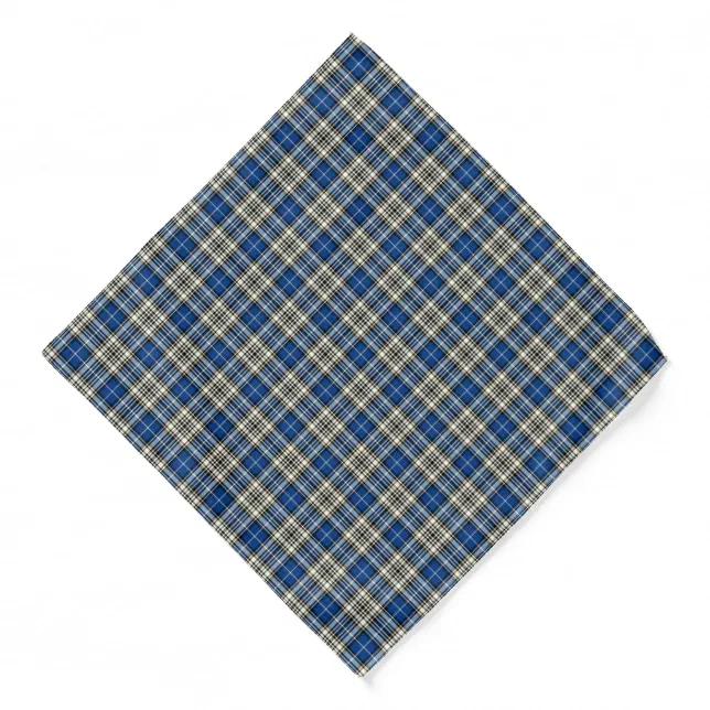 Napier Clan Tartan Blue, Black and White Plaid Bandana | Zazzle