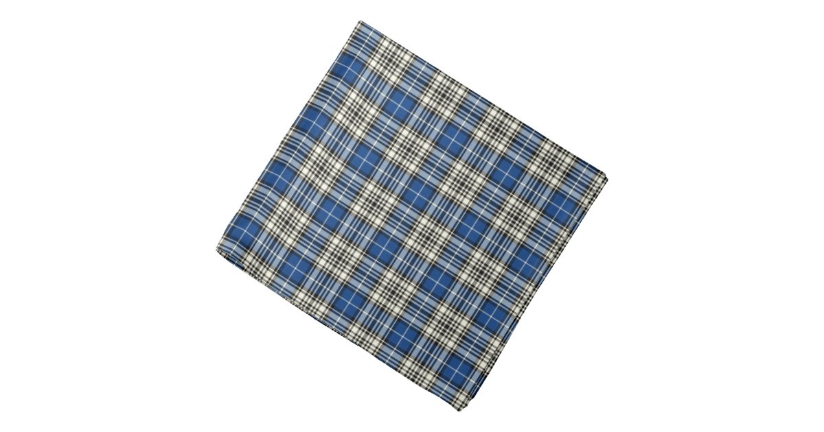 Napier Clan Tartan Blue, Black and White Plaid Bandana | Zazzle.com