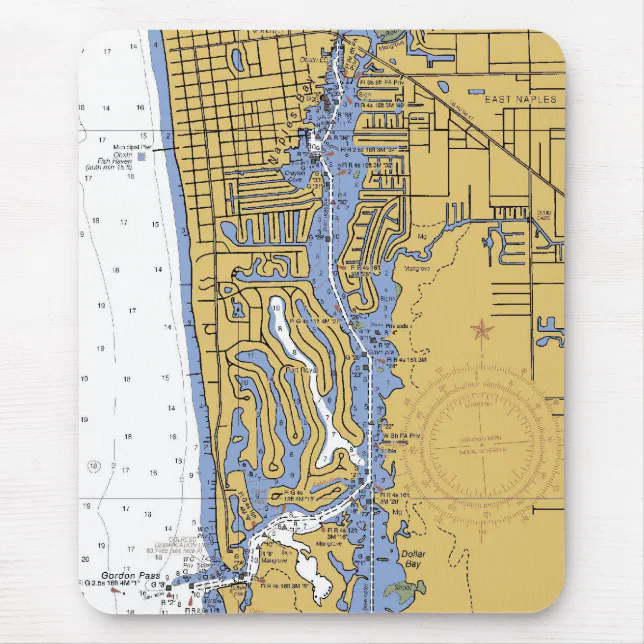 Naples, Florida Nautical Harbor Chart Mousepad | Zazzle