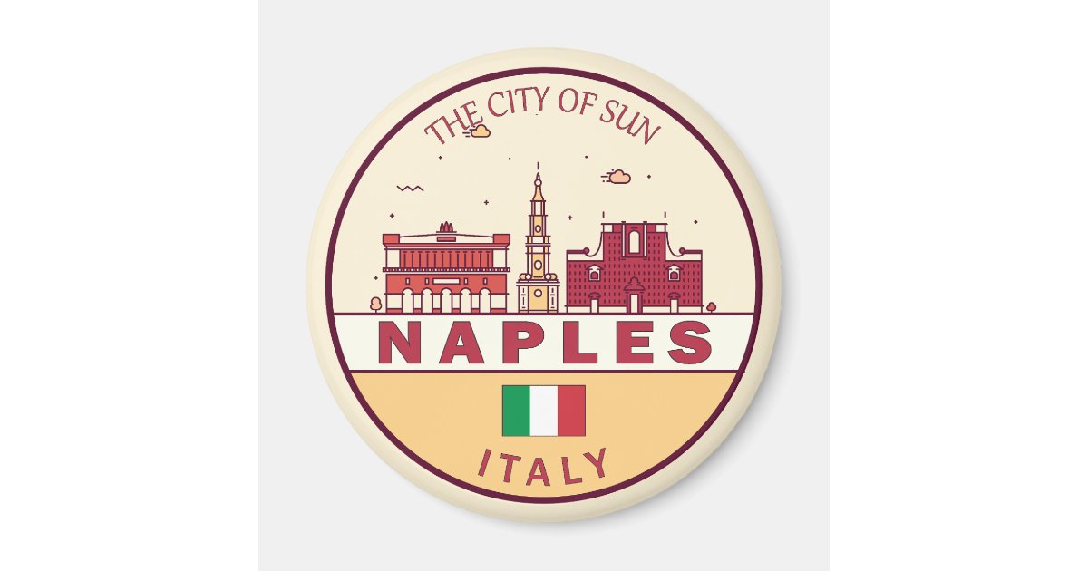 Naples Italy City Skyline Emblem Magnet | Zazzle