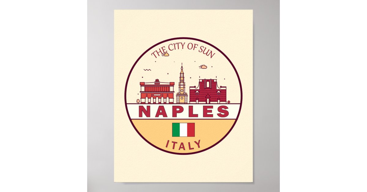 Naples Italy City Skyline Emblem Poster | Zazzle