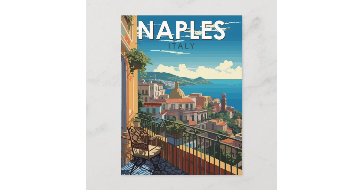 Naples Italy Travel Art Vintage Postcard | Zazzle