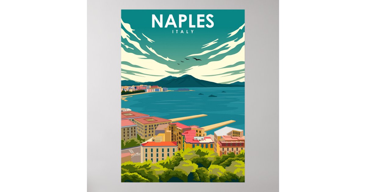 Naples Italy Vintage Minimal Retro Travel Poster | Zazzle
