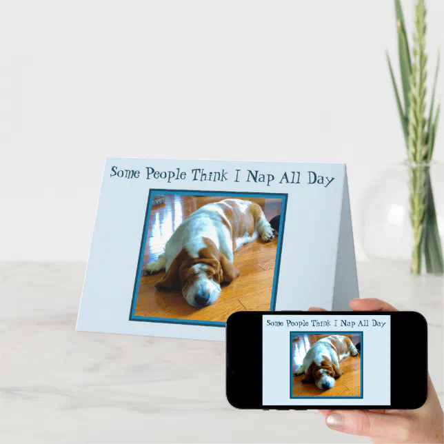 Napping Basset On Funny Birthday Card | Zazzle
