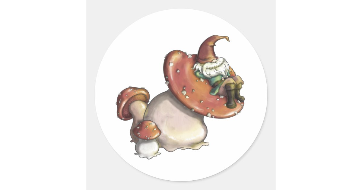 Napping Gnome Classic Round Sticker | Zazzle