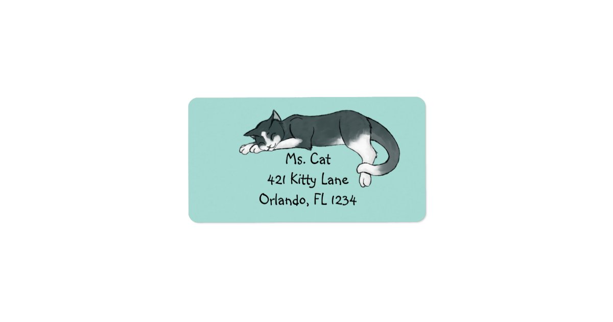 Napping Kitty Label | Zazzle