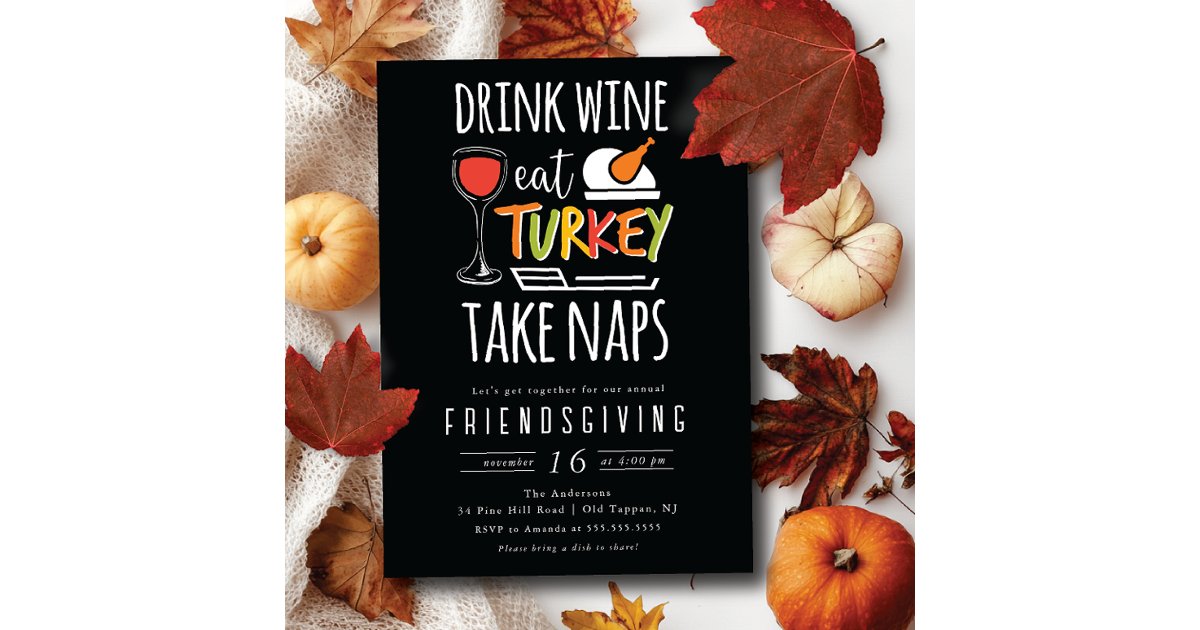 Naps and Nibbles Friendsgiving Invitation | Zazzle