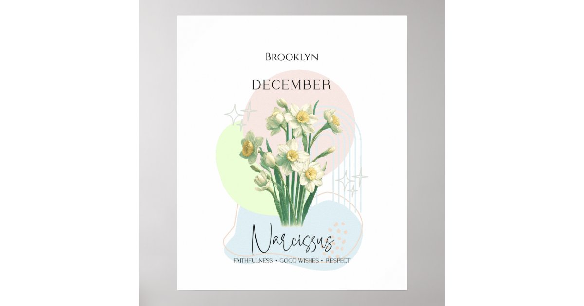 Narcissus Birth Flower of December Poster | Zazzle