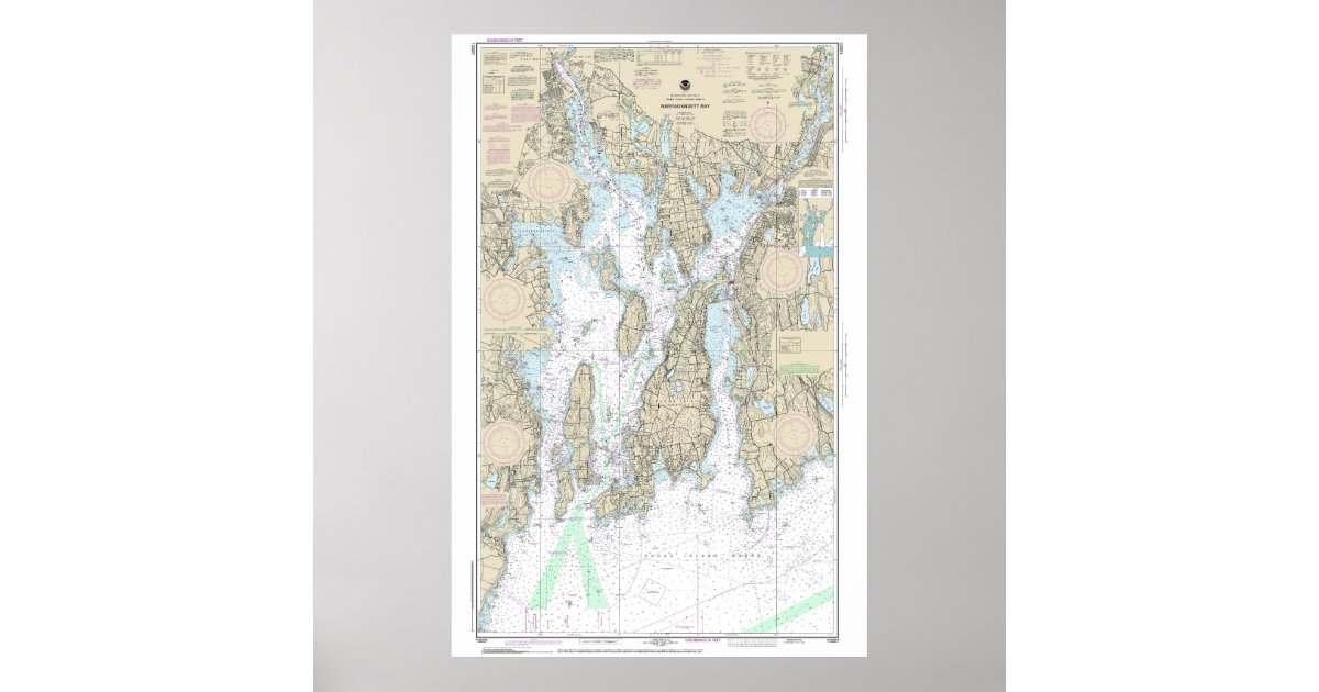 Narragansett Bay Nautical Chart 13221 | Zazzle