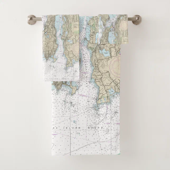 Narragansett Bay Nautical Chart 13221 Bath Towel Set | Zazzle