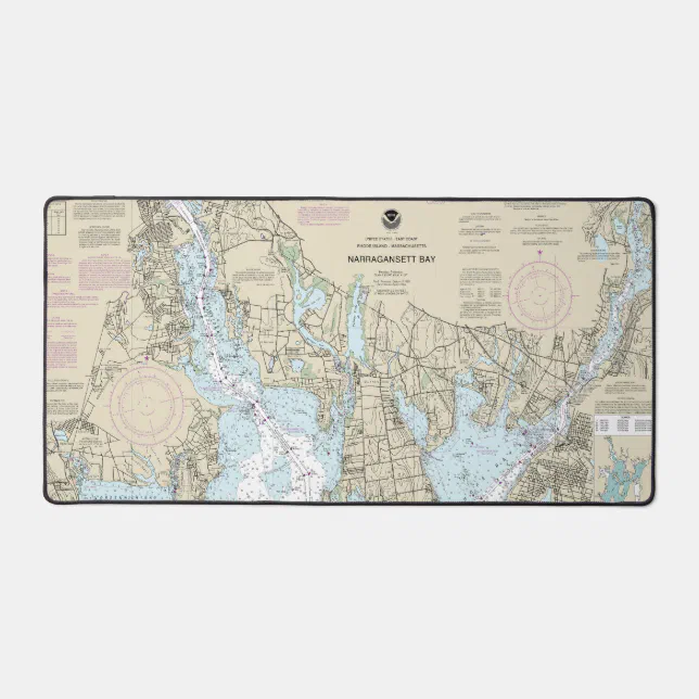 Narragansett Bay Nautical Chart 13221 Desk Mat | Zazzle