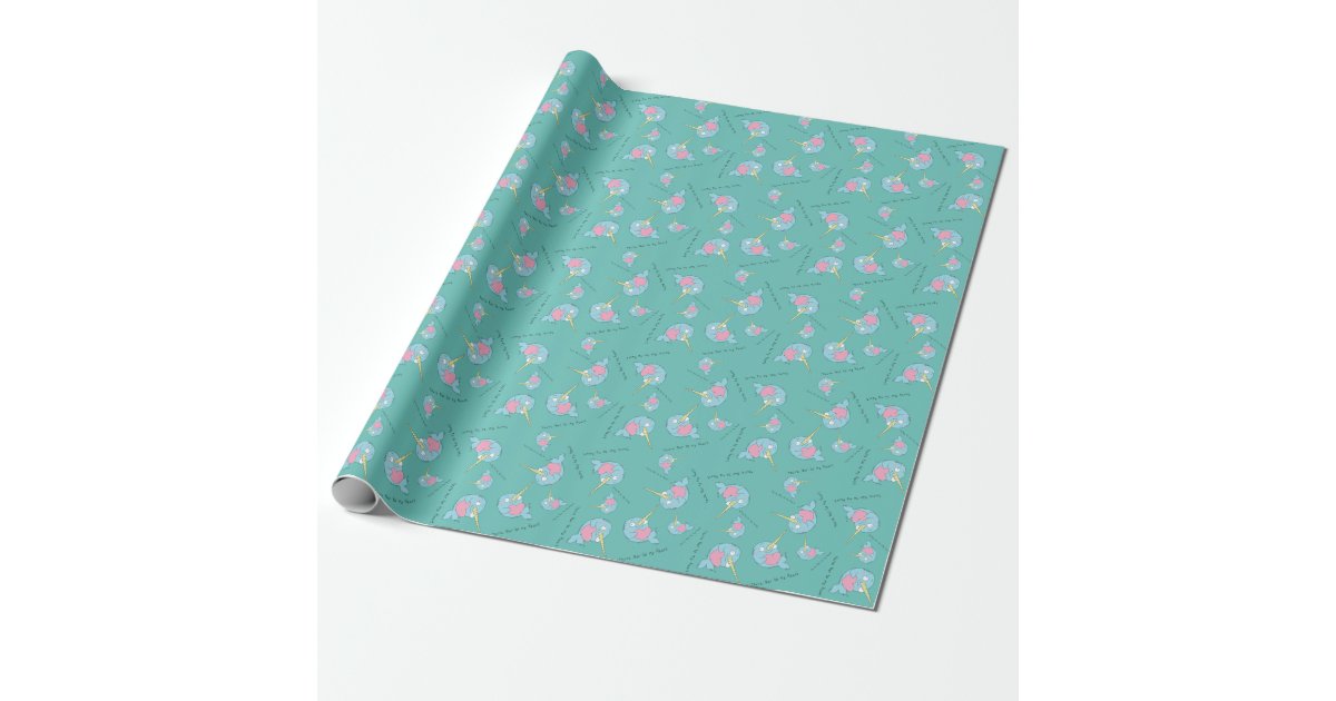 Narwhal Cute Kids Cartoon Wrapping Paper | Zazzle