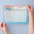 Narwhal Girl Reward Chart Personalised Planner Flyer | Zazzle