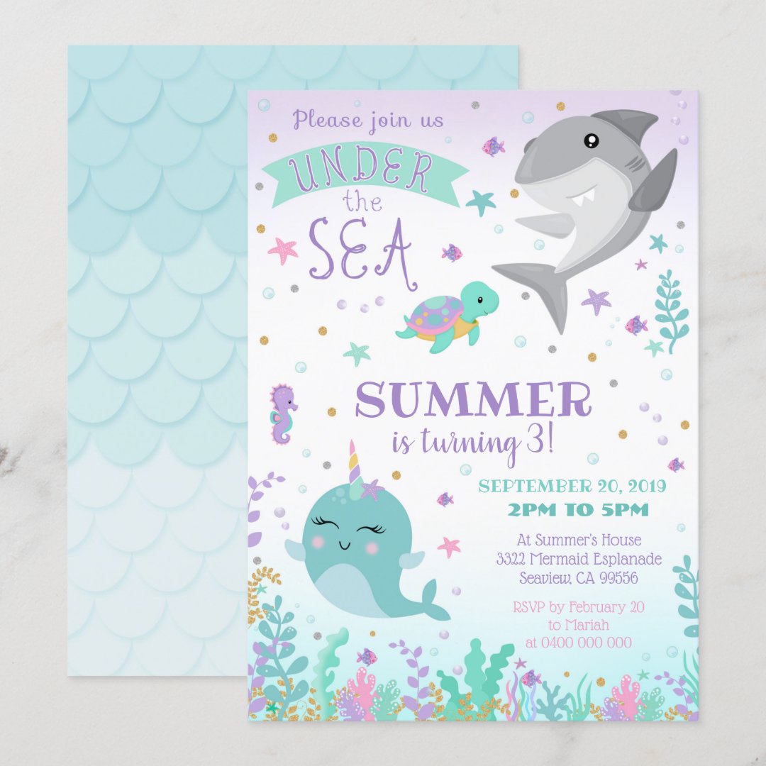 Narwhal Invitation - Shark and Narwhal Invitation | Zazzle