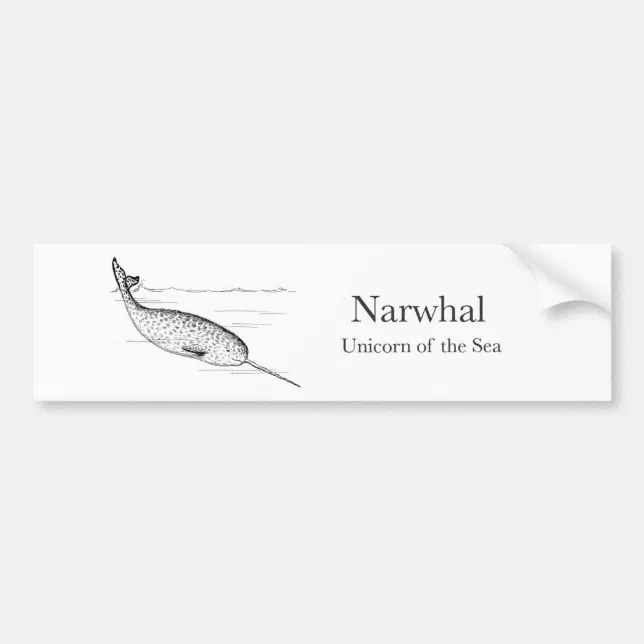 Narwhal Whale Unicorn of the Sea Bumper Sticker | Zazzle