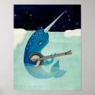 Cute kawaii captain narwhal with rainbow poster | Zazzle.com