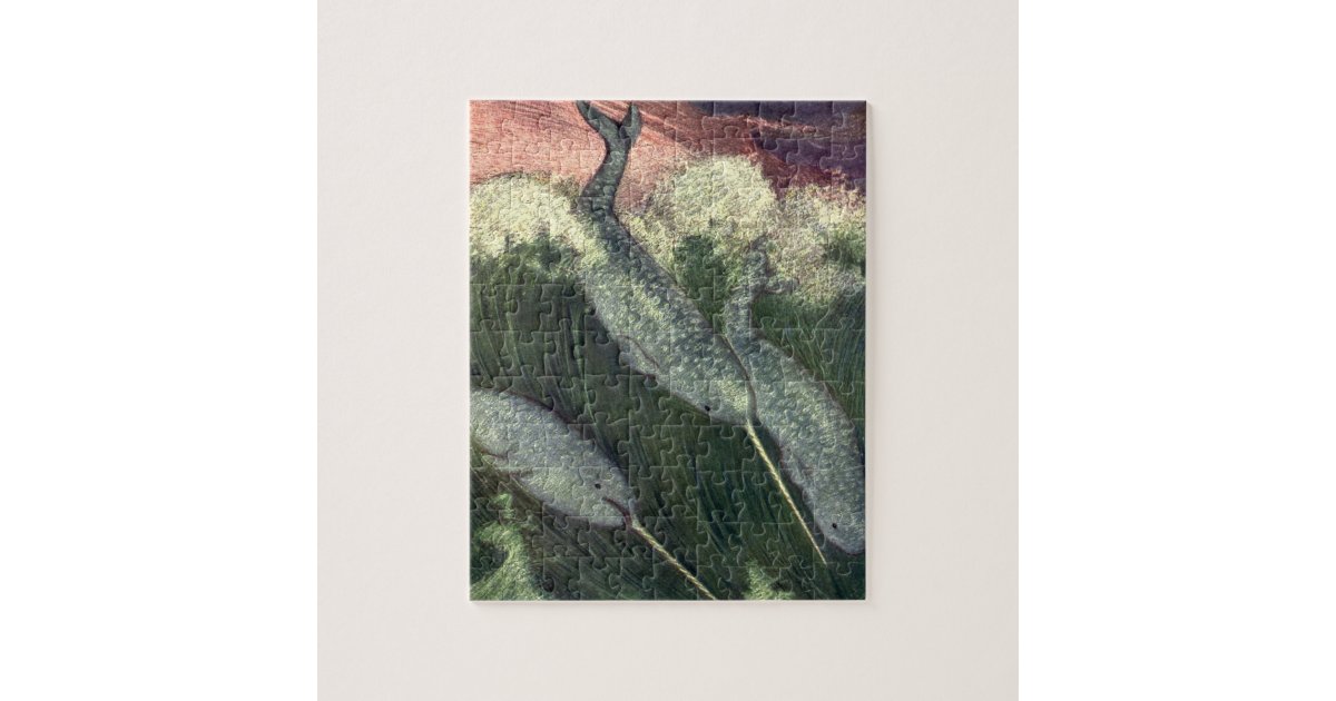 Narwhals, Vintage Marine Life Whales Ocean Animals Jigsaw Puzzle | Zazzle