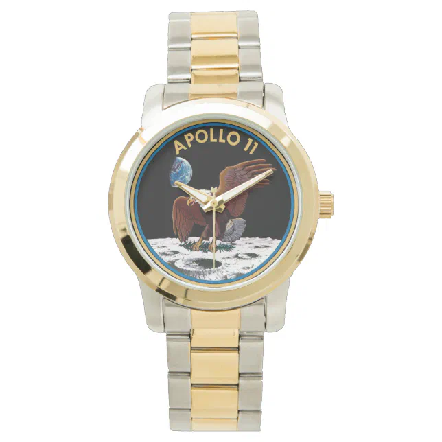 NASA Apollo 11 Logo gold tone watch | Zazzle