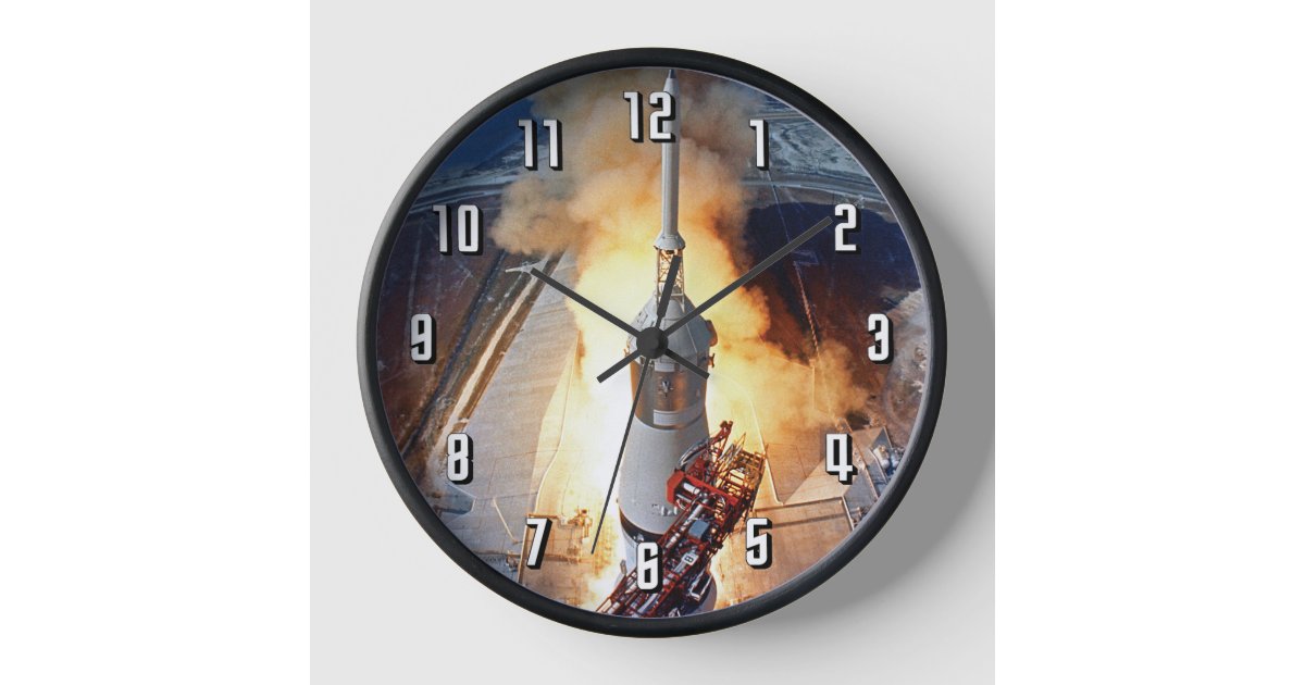 NASA Apollo 11 Moon Landing Rocket Launch Clock | Zazzle