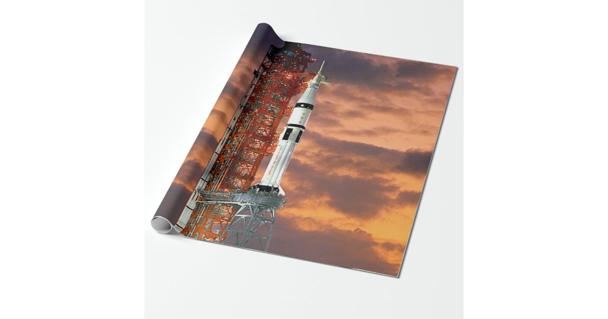 NASA Apollo Soyuz Launch Vehicle Sunrise Launchpad Wrapping Paper | Zazzle