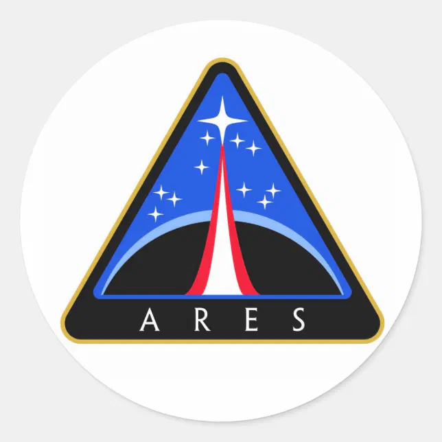 NASA Ares Rocket Logo Classic Round Sticker | Zazzle