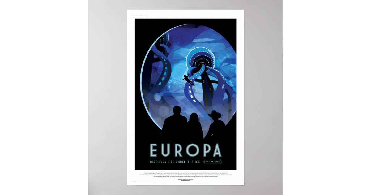 NASA Future Travel Poster - Jupiter's Moon Europa | Zazzle