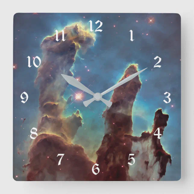 NASA Hubble Telescope Photo PIllars of Creation Square Wall Clock | Zazzle