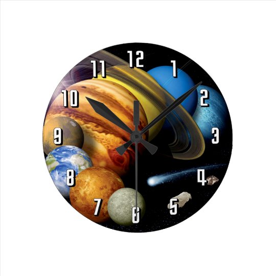 NASA JPL Solar System Planets Montage Space Photos Round Clock | Zazzle.com
