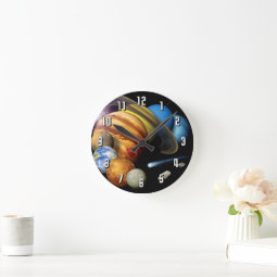 NASA JPL Solar System Planets Montage Space Photos Round Clock | Zazzle