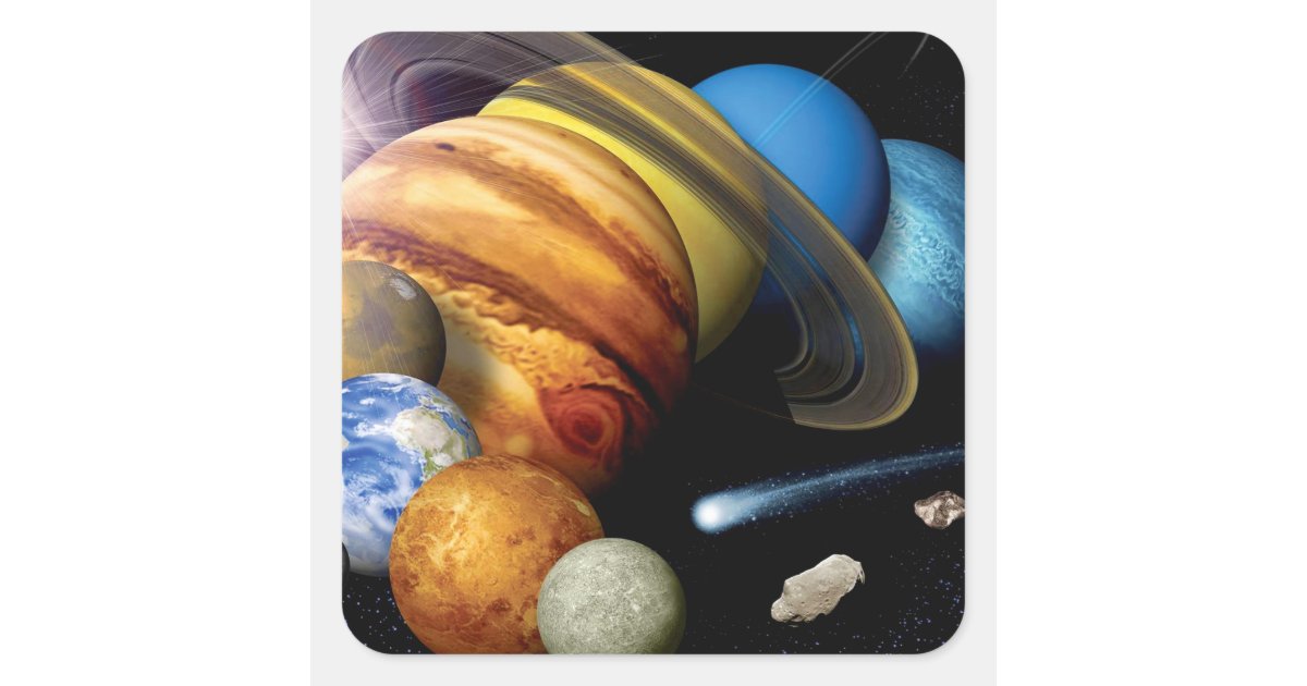 NASA JPL Solar System Planets Montage Space Photos Square Sticker | Zazzle
