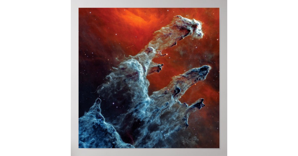 NASA JWST Pillars of Creation Mid Infrared Poster | Zazzle