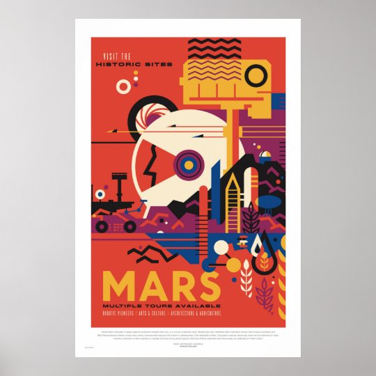 NASA - Retro Mars Tour Travel Poster | Zazzle.com